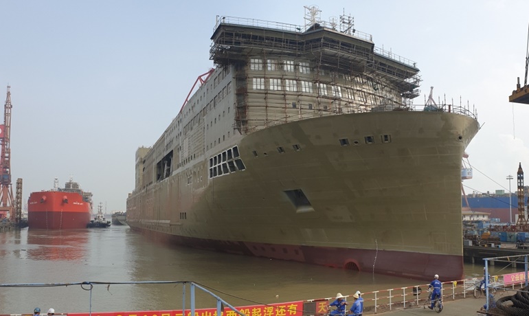 GSI floats out DFDS’s first Baltic Class ro-pax | Shippax