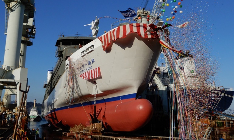 Usuki Shipyard launches FERRY KAIHO | Shippax